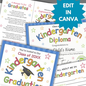 Editable Kindergarten Graduation Invitation Printable Elementary ...