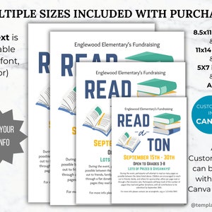 Reading Fundraiser Flyer Sponsor Pledge Form Reading Log Bundle ...