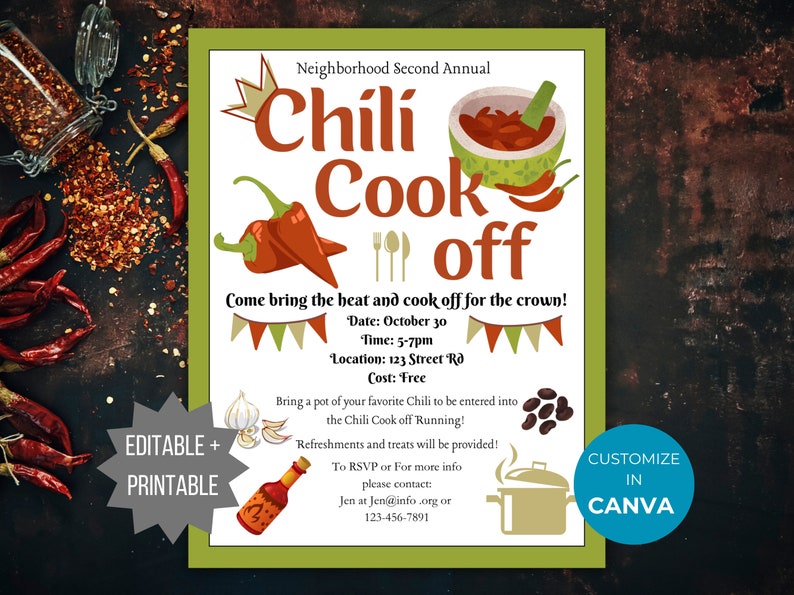 Fall Chili Cook off Flyer Template Autumn Church Event Invite - Etsy
