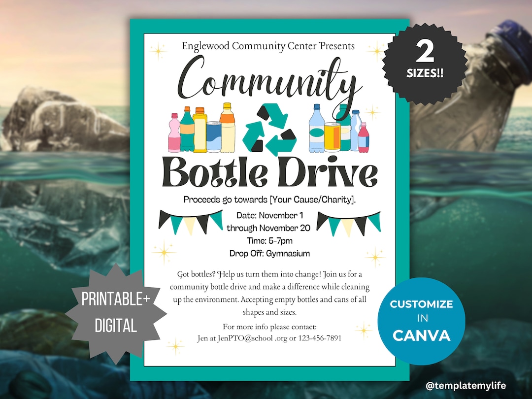 Bottle and Can Drive Fundraiser Flyer Template Church Donation Flyer ...