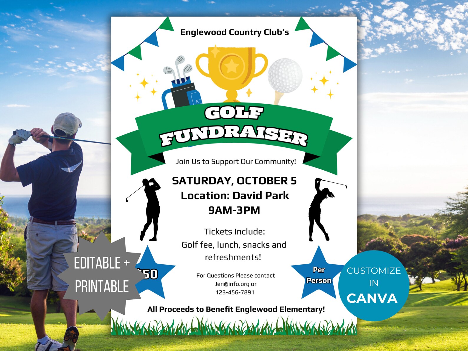 Editable Golf Fundraiser Flyer Template Country Club Golf Tournament ...