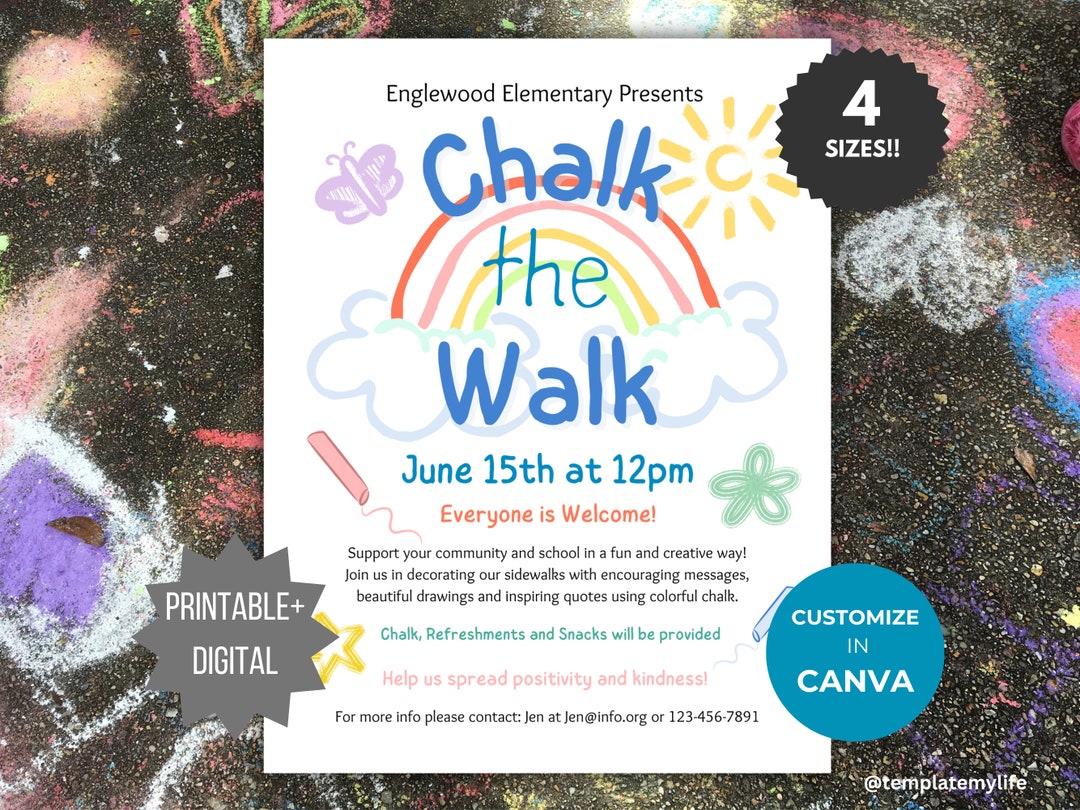 Chalk the Walk Flyer Template Staff Appreciation Event Poster Community ...