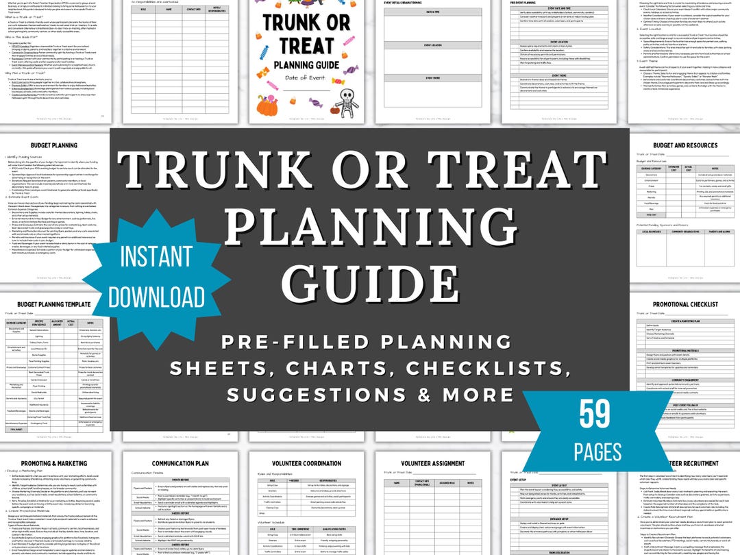Trunk of Treat Planning Guide PTO Planner PTA Binder Printable ...