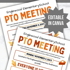 Thanksgiving PTA Meeting Flyer Printable PTO Fall Meeting Flyer ...