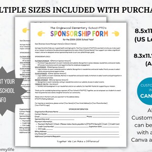 PTA Sponsorship Letter Printable PTO Membership Template Editable Pta ...