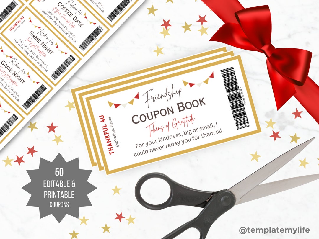 Friendship Coupon Book Sister Appreciation Gift for Best Friend Thank ...