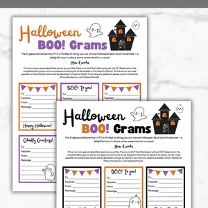 Halloween Candy Gram Flyer PTO Template Halloween Boo Gram Printable ...