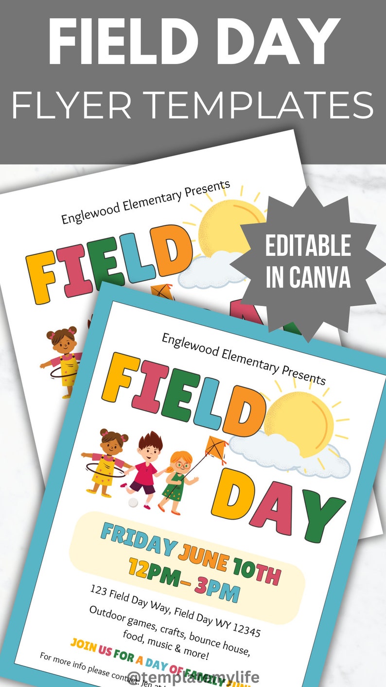 Field Day Flyer Template Family Fun Day Invite Editable Carnival Church ...