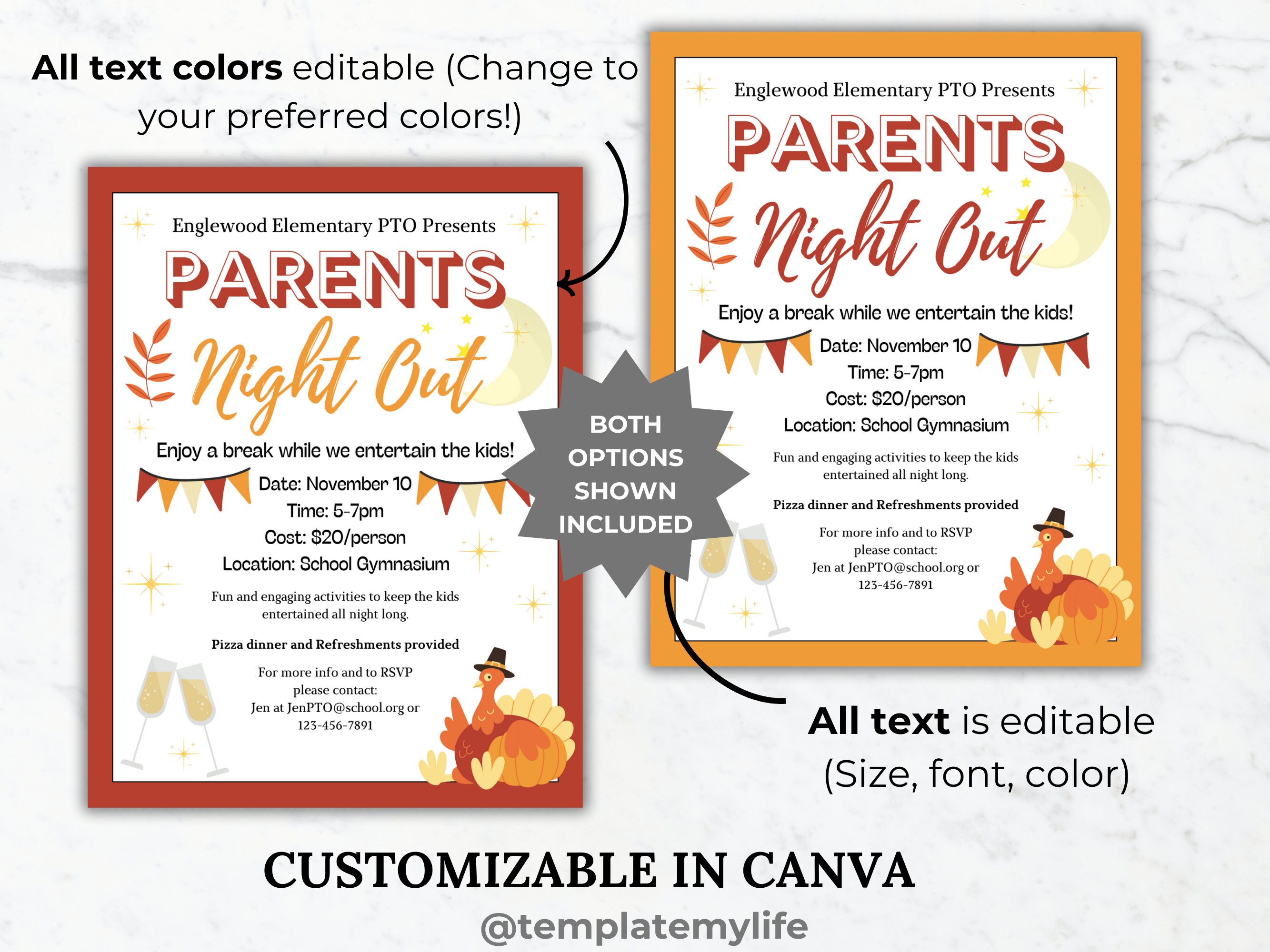 November Parent Night Out Church Flyer Fall Fundraiser Template ...