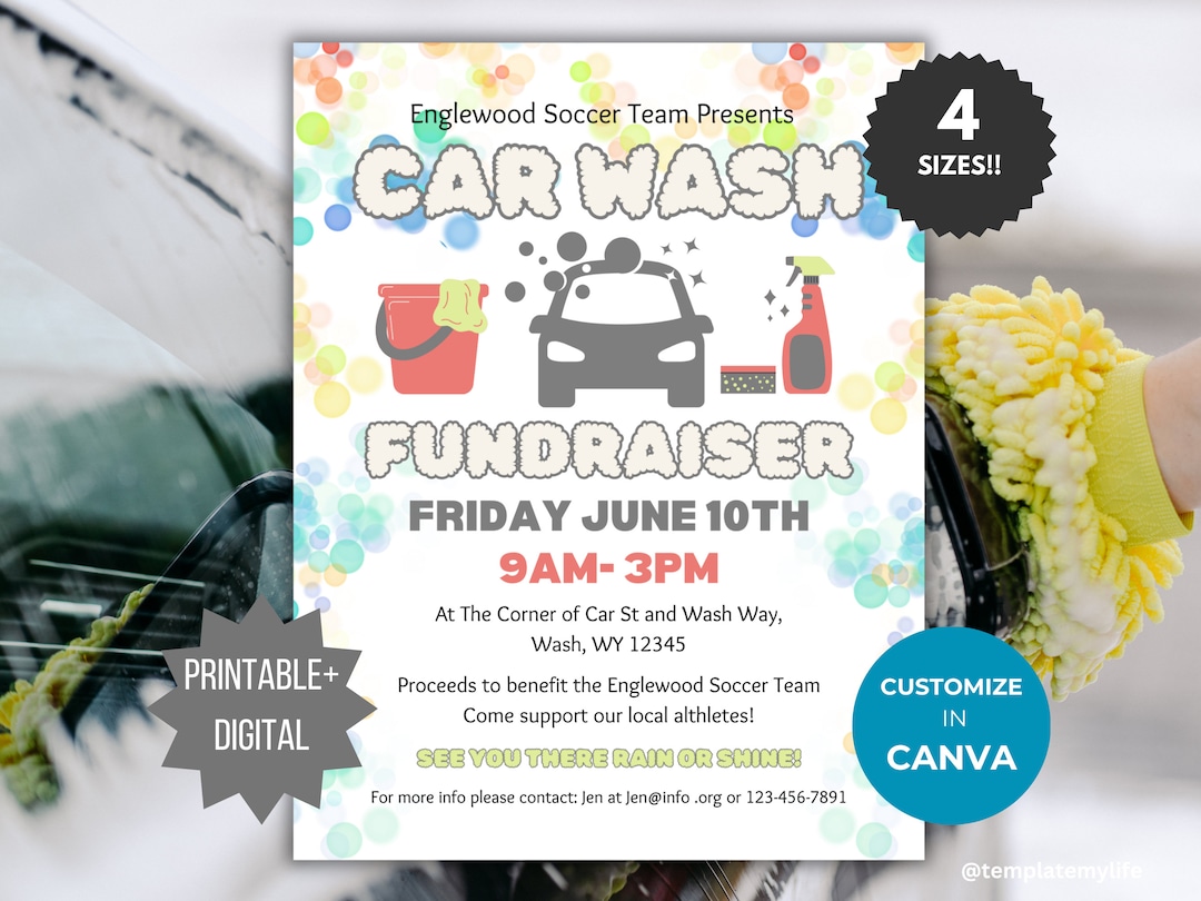 Car Wash Flyer Template School Fundraiser Flyer Printable Sports ...
