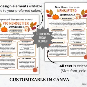 PTA Fall Newsletter Flyer Printable PTO School Newsletter Flyer ...