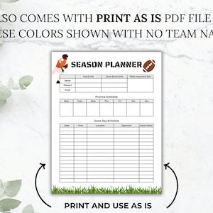 Football Season Planner Template Football Game Schedule Printable ...