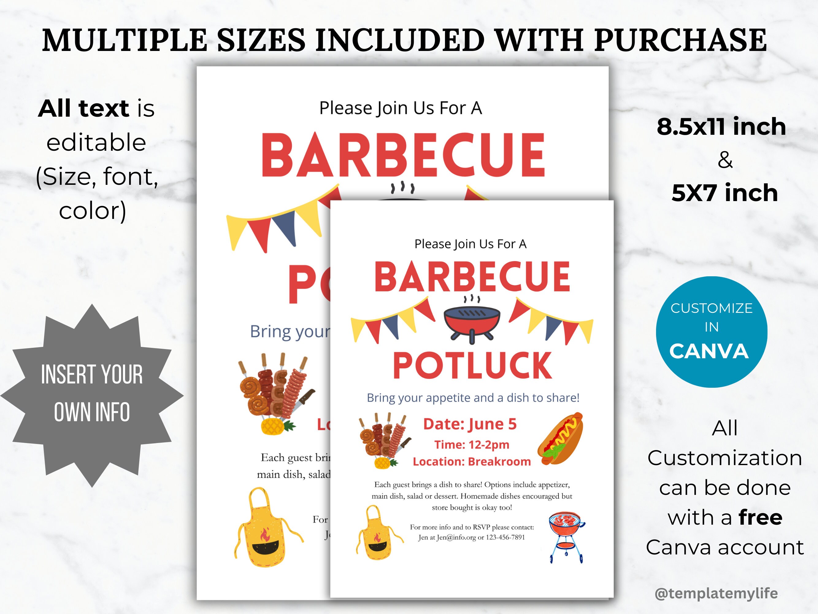 BBQ Potluck Flyer Template Summer Barbecue Potluck Sign up Sheet ...