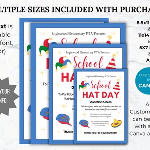 Hat Day School Spirit Flyer PTO Template Hat Day Fundraiser Invitation ...