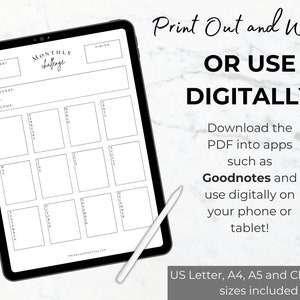 Monthly Challenge Tracker Yearly Challenge Binder Printable Fitness ...