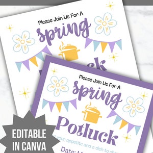 Spring Potluck Flyer Template Potluck Invitation Flyer Neighborhood ...