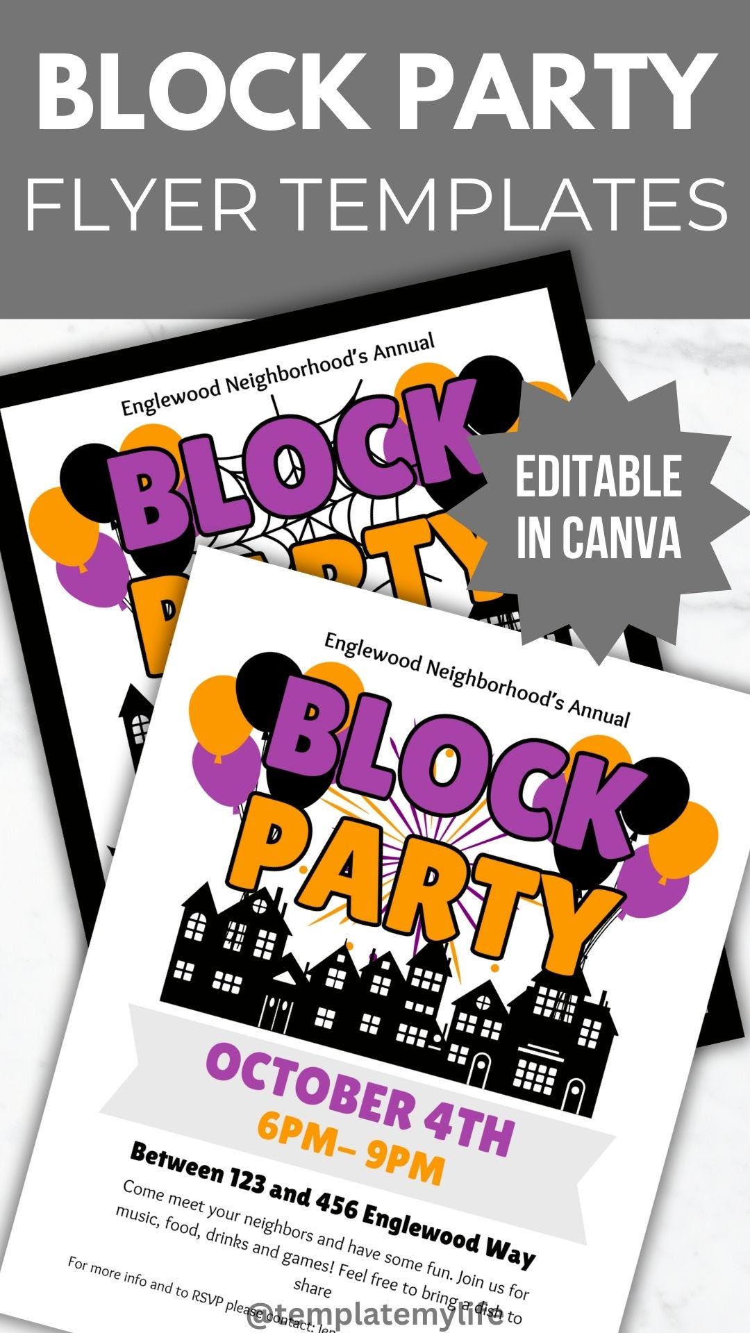 Halloween Block Party Flyer Template Fall Neighborhood Block Party ...