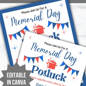 Patriotic Potluck Flyer Template Potluck Invitation Flyer Neighborhood ...