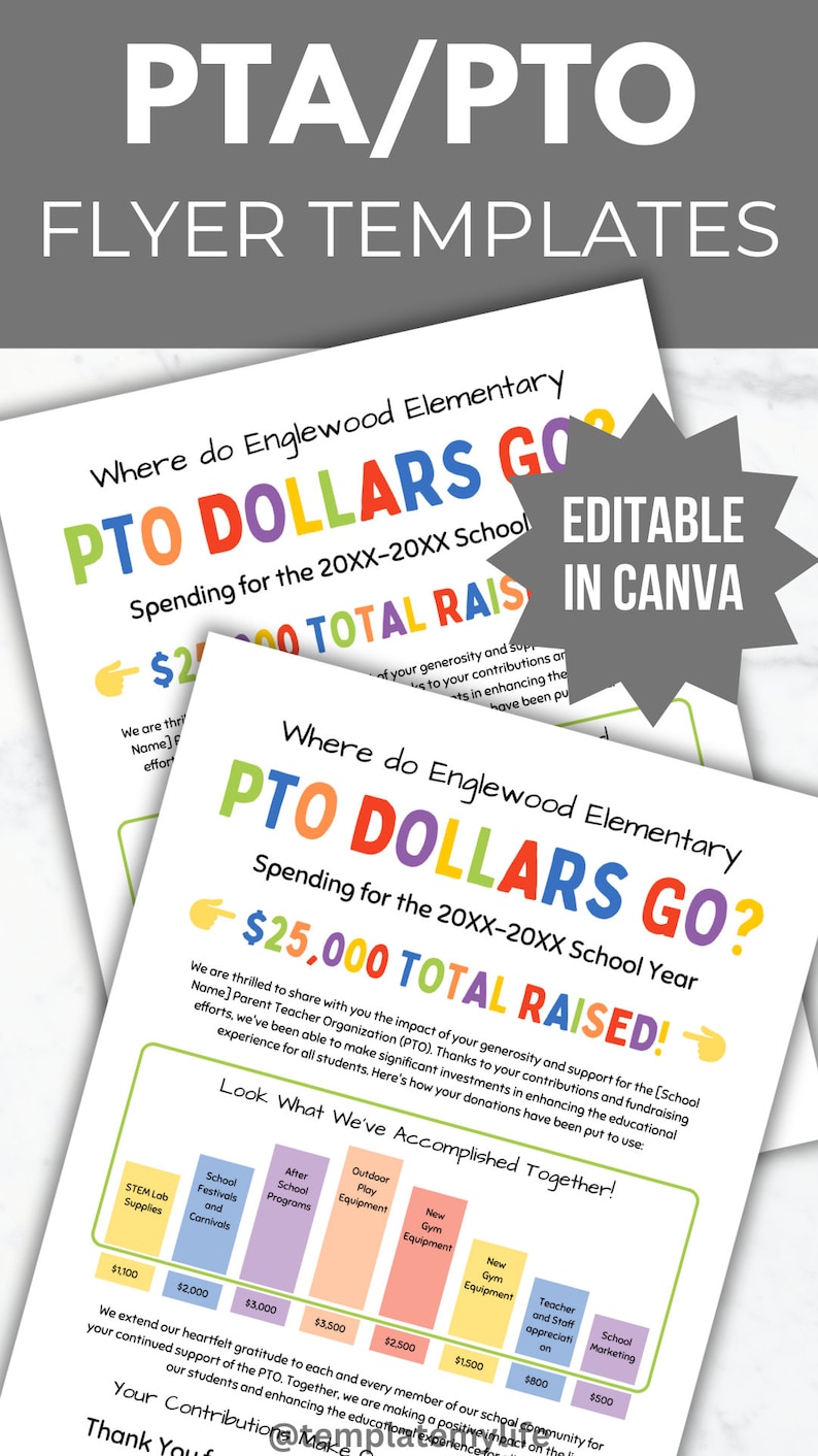 Fundraising PTA Flyer Explanation of Dollars PTO Template Year in ...