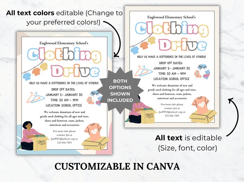 Spring Clothing Drive Flyer Template Library Donation Sign Editable ...