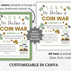 Coin War Fundraiser Flyer Template Coin War Invite Editable School Coin ...