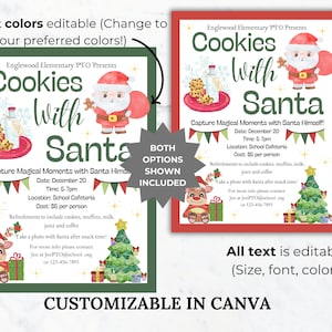 Cookies With Santa Christmas Fundraiser PTO Template Holiday ...