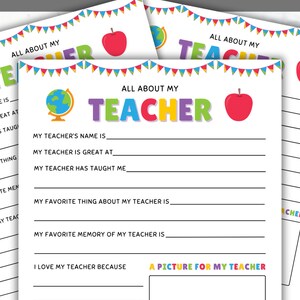 Teacher Appreciation Week Template All About My Teacher Printable ...