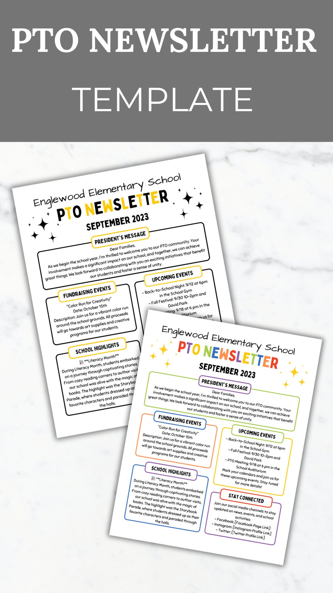 PTA Newsletter Template PTO Newsletter Editable School - Etsy