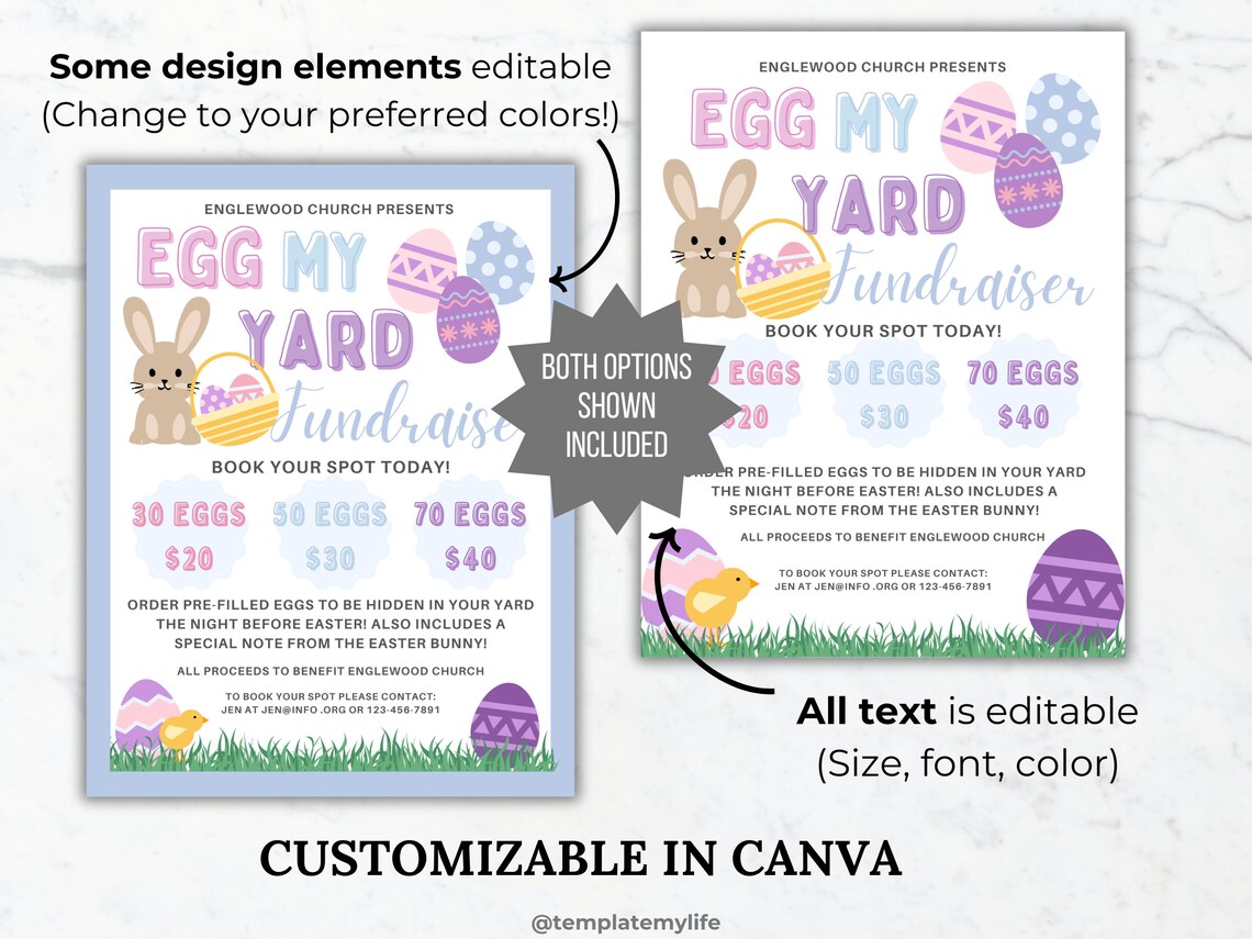 Egg My Yard Fundraiser Flyer Pto Template Easter Fundraising Flyer ...