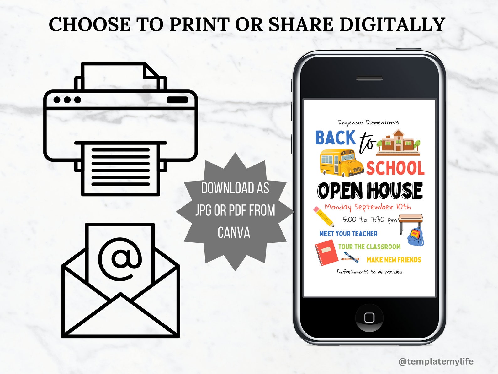 School Open House Invite Template Back to School Open House Night Flyer ...