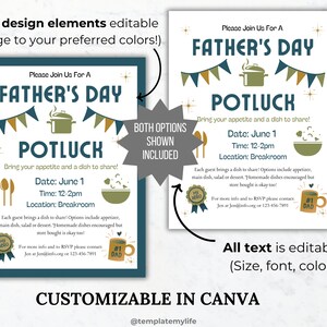 Fathers Day Potluck Invitation Template Potluck Sign up Sheet Bundle ...