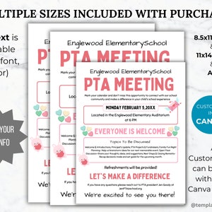 Valentines PTA Meeting Flyer Printable Winter Church Flyer Template Pto ...