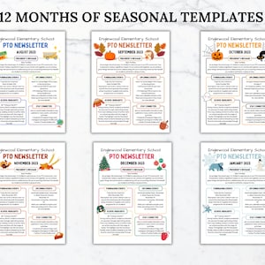 PTA PTO NEWSLETTER Flyer Editable Template Bundle Monthly Classroom ...