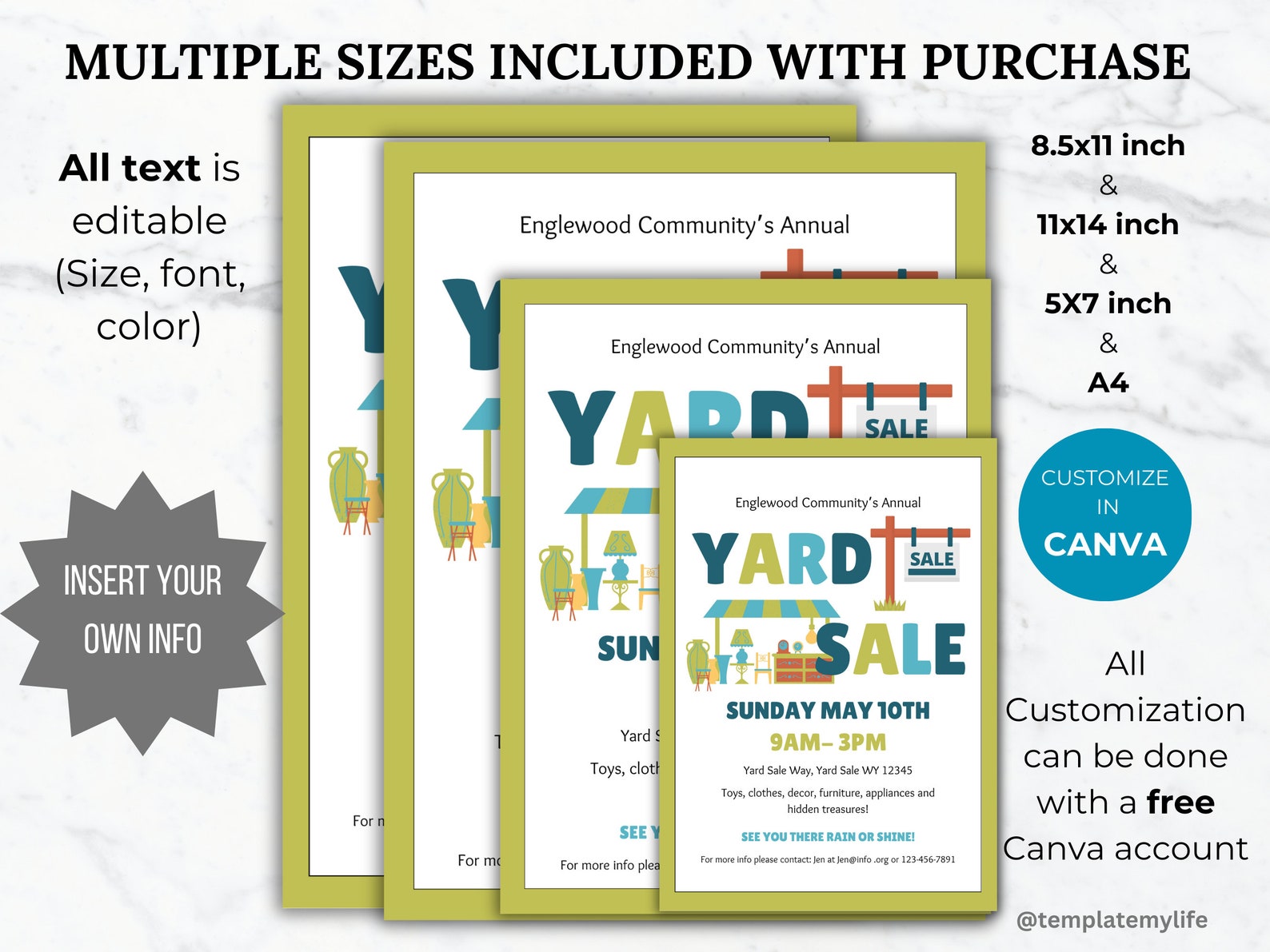 Editable Neighborhood Yard Sale Sign Printable Community Garage Sale ...