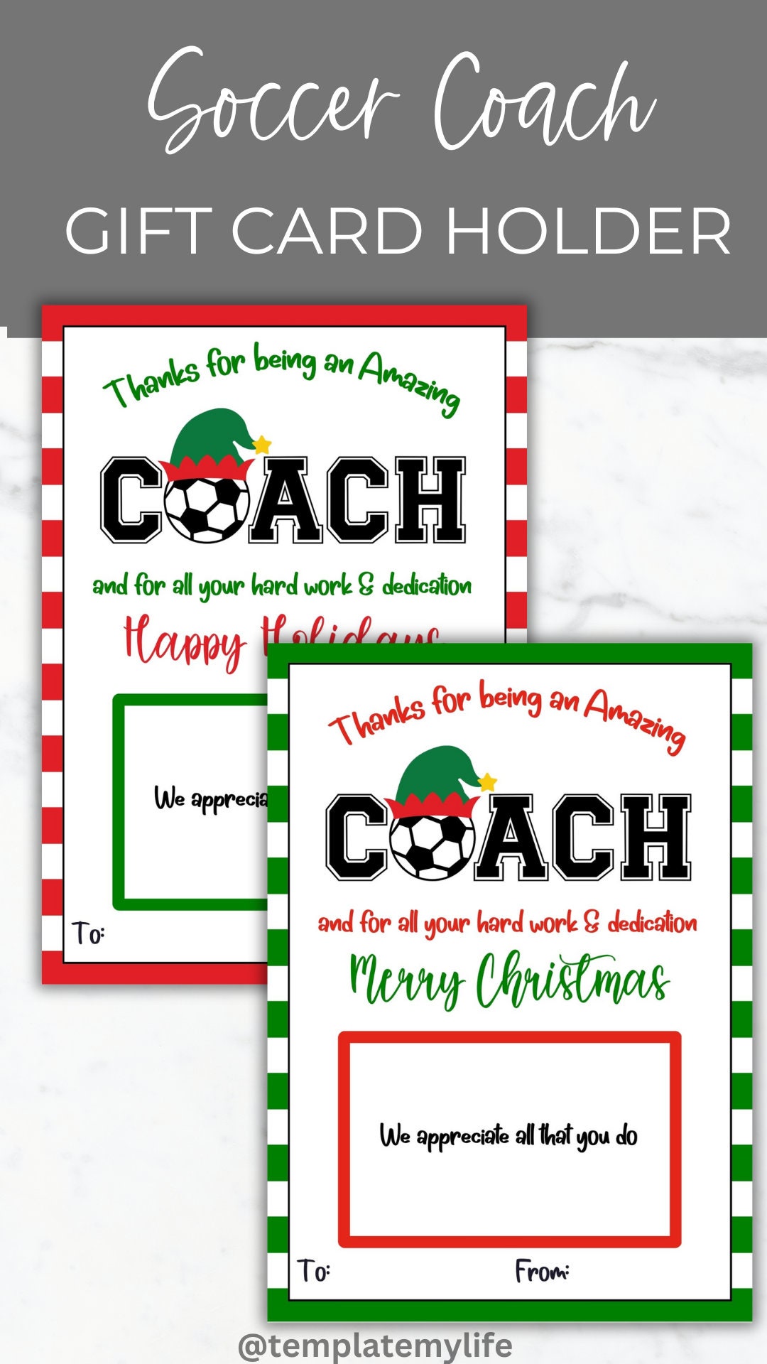Soccer Coach Gift Card Holder Printable Soccer Coach Gift - Etsy