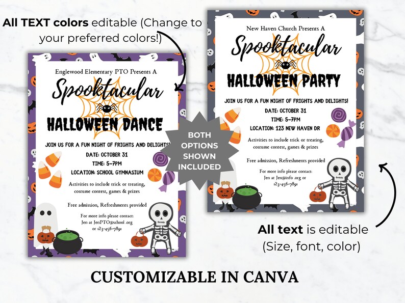 Halloween Dance Flyer Template Halloween Invitation Editable Halloween ...
