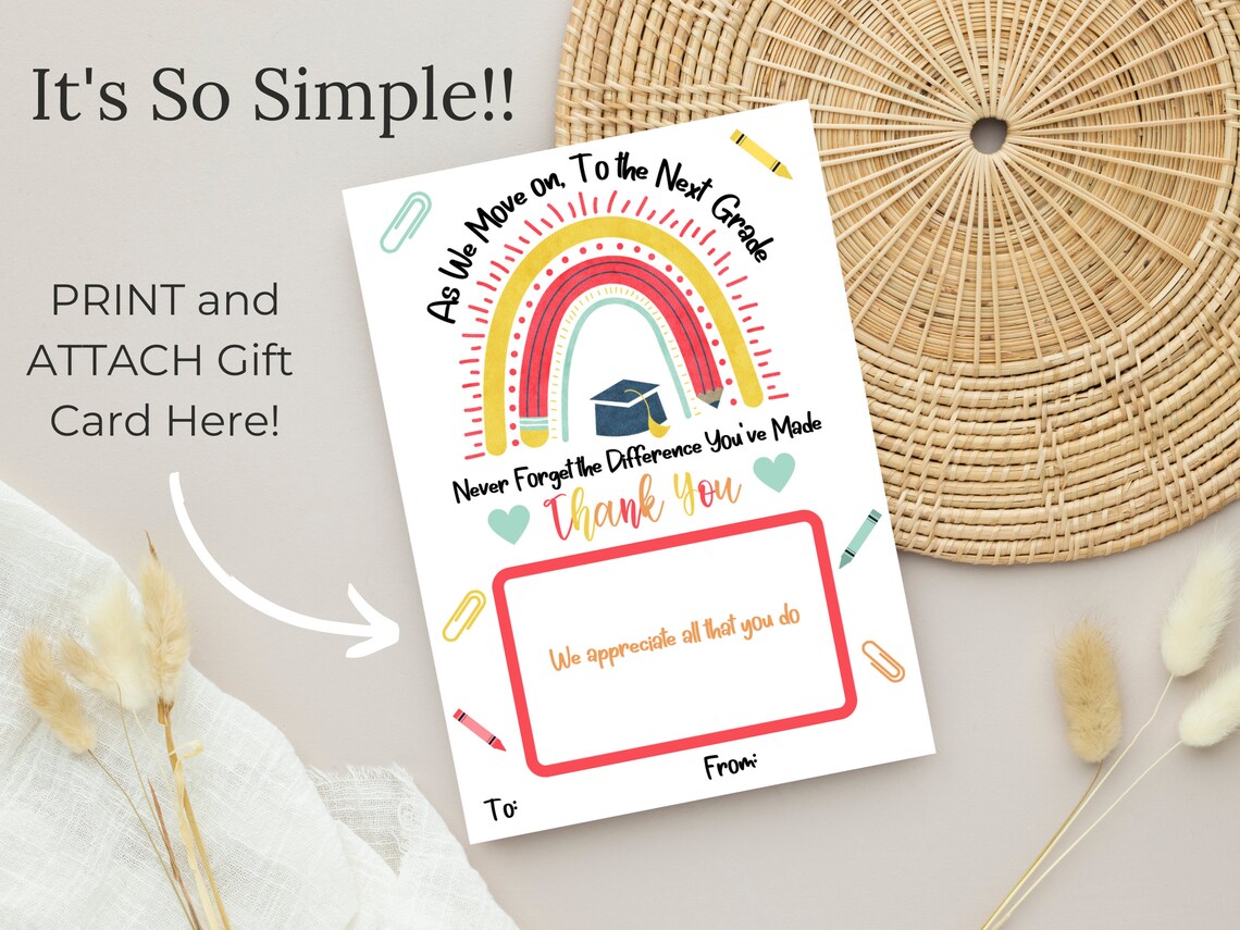 End of Year Teacher Gift Card Holder Printable Teacher - Etsy