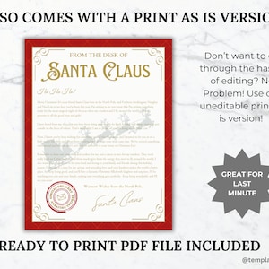 Letter From Santa Editable Template Christmas Tradition Kid Santa ...