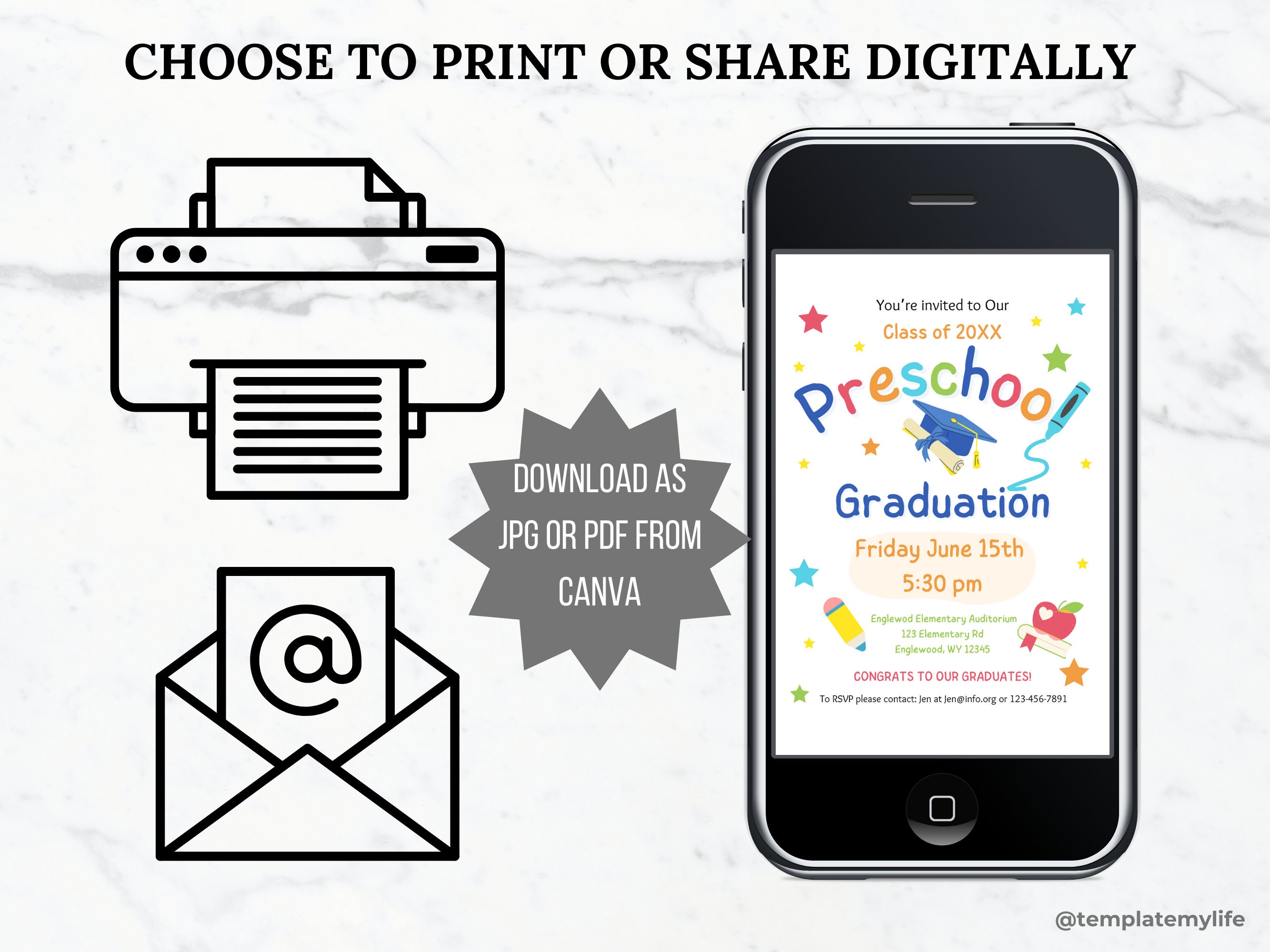 Editable Preschool Graduation Invite Printable Pre-k Graduation ...