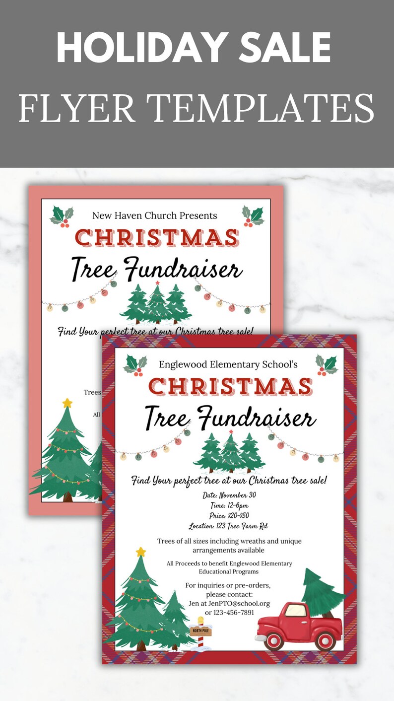 Christmas Tree Fundraiser PTO Template Holiday Fundraising Invite ...