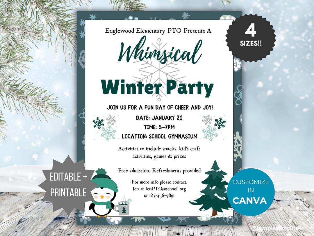 Winter Party Invitation Template Winter Block Party Invite Editable ...