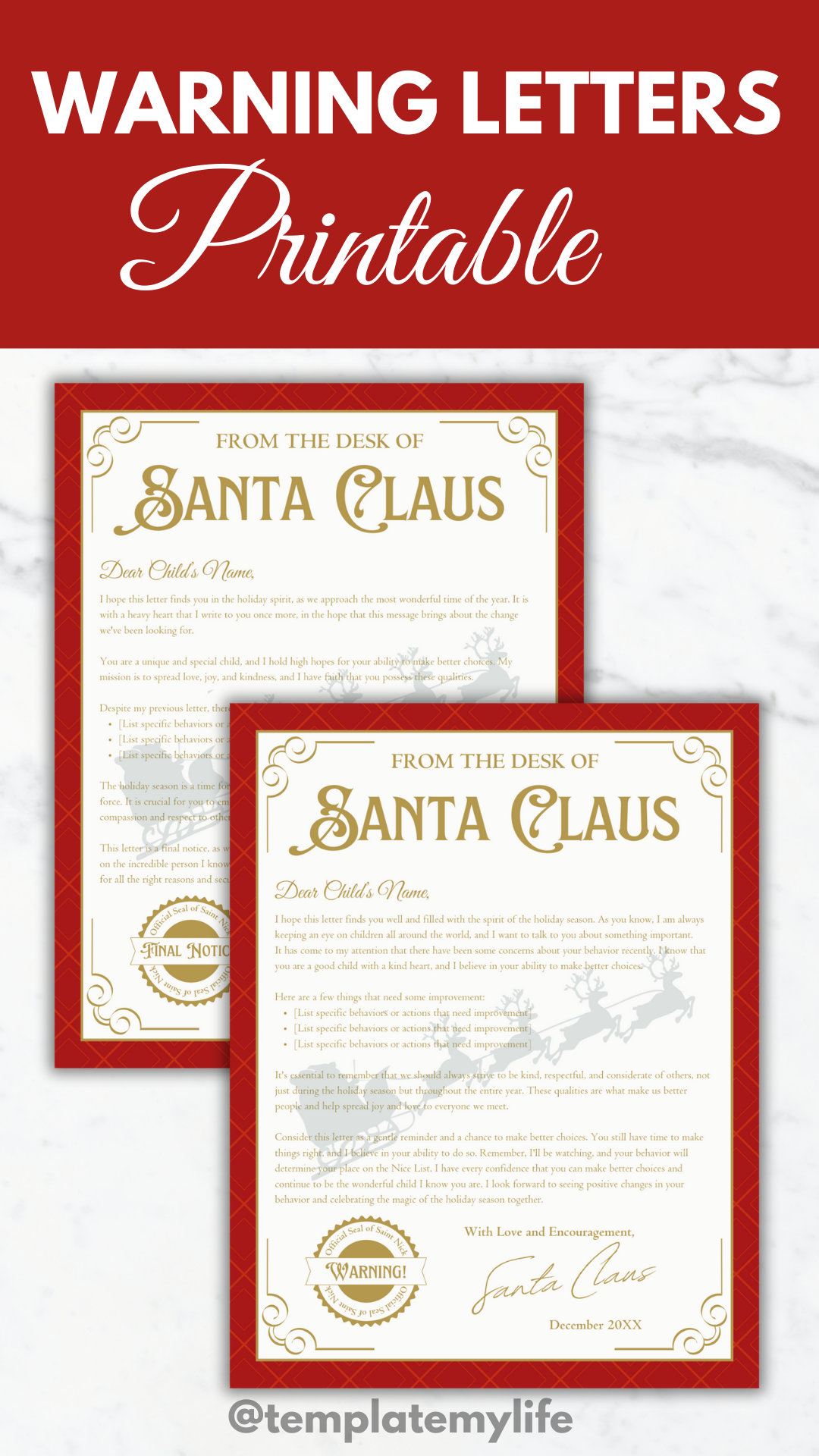 Santa Warning Letter From Santa Mail Printable Christmas - Etsy UK