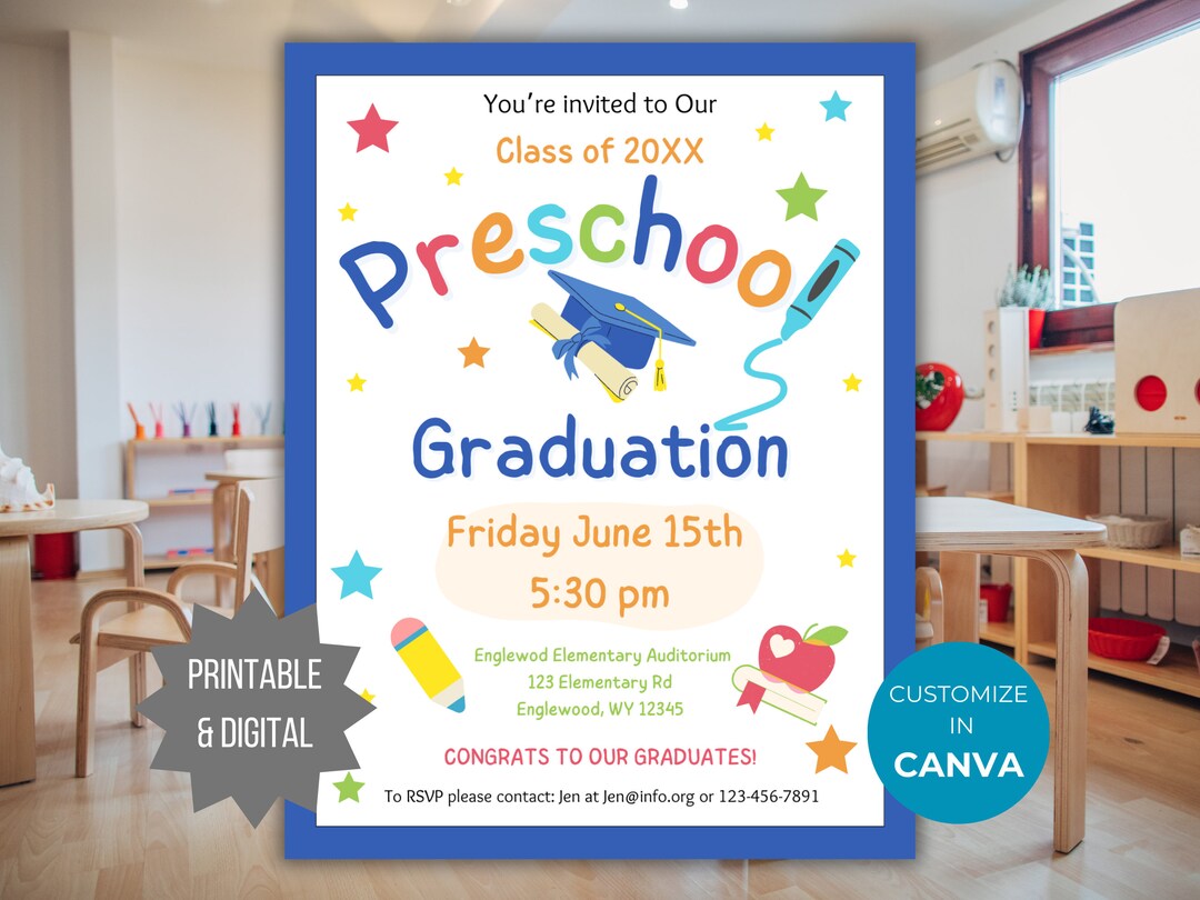 Preschool Graduation Invitation Template Elementary Graduation Ceremony ...