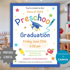 Preschool Graduation Invitation Template Elementary Graduation Ceremony ...