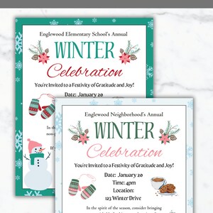 Winter Party Invite Template PTO Editable Winter Event Invitation ...