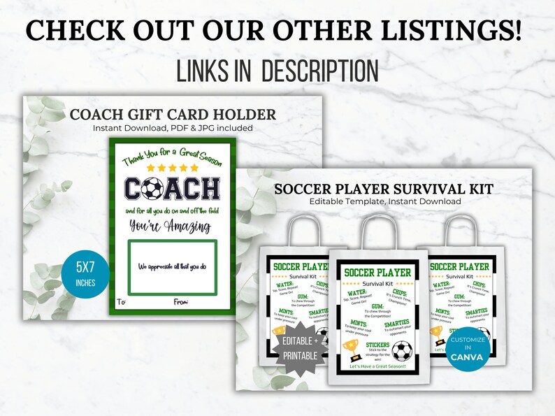 Soccer Coach Gift Card Holder Printable Soccer Coach Gift - Etsy