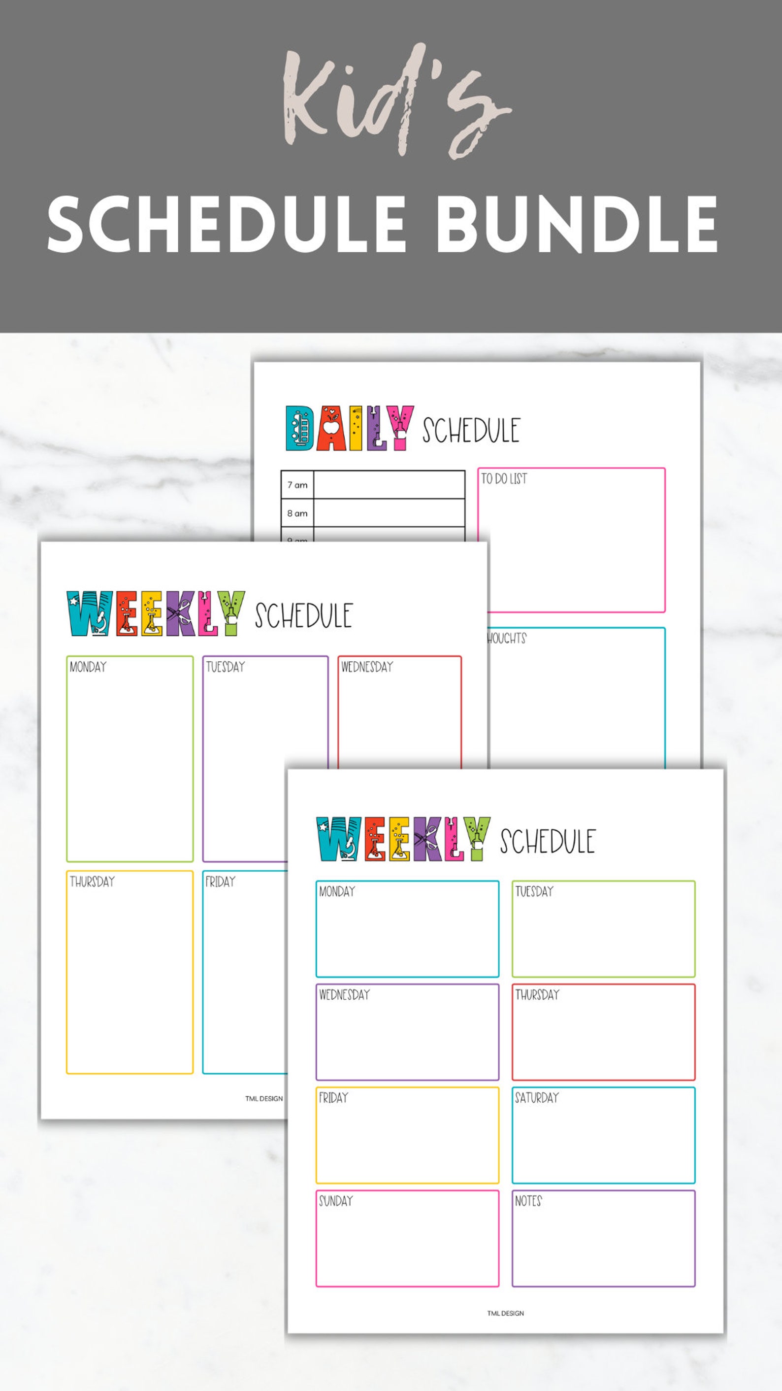 Kids Daily and Weekly Schedule Printable Bundle Kids Schedule - Etsy