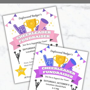 Editable Cheerleader Fundraiser Flyer Template School Cheer Squad ...