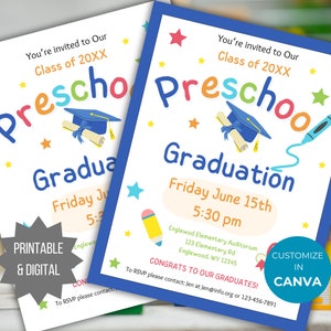 Editable Preschool Graduation Invite Printable Pre-k Graduation ...
