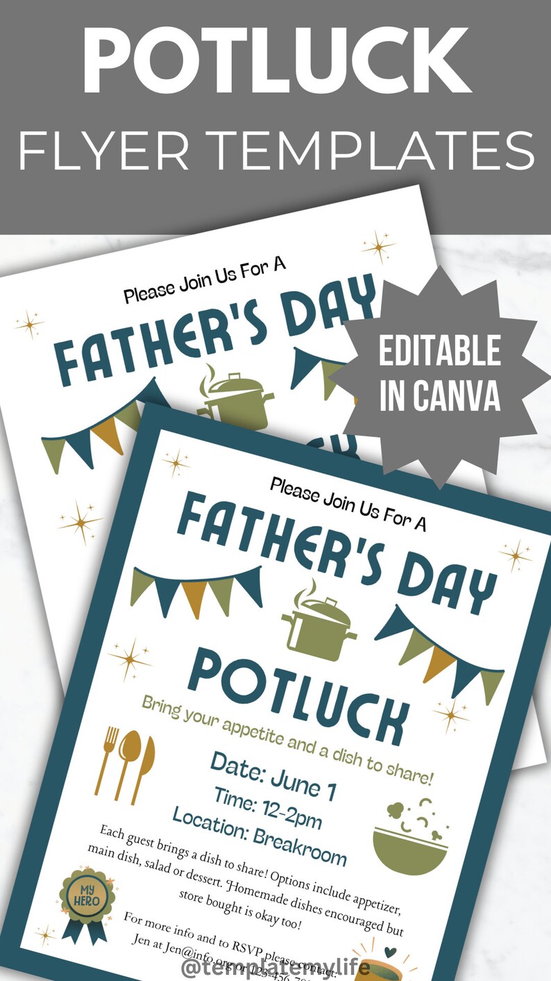 Fathers Day Potluck Invitation Template Potluck Invite Flyer Office ...